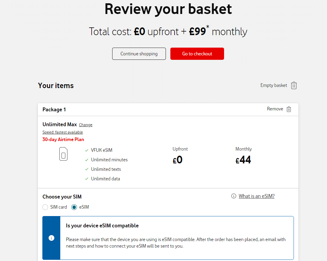 Vodafone eSIM UK: price, step to apply, and activation