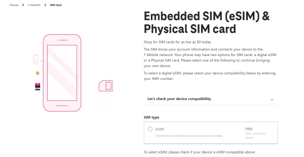 T-Mobile eSIM USA: price, step to apply, and activation